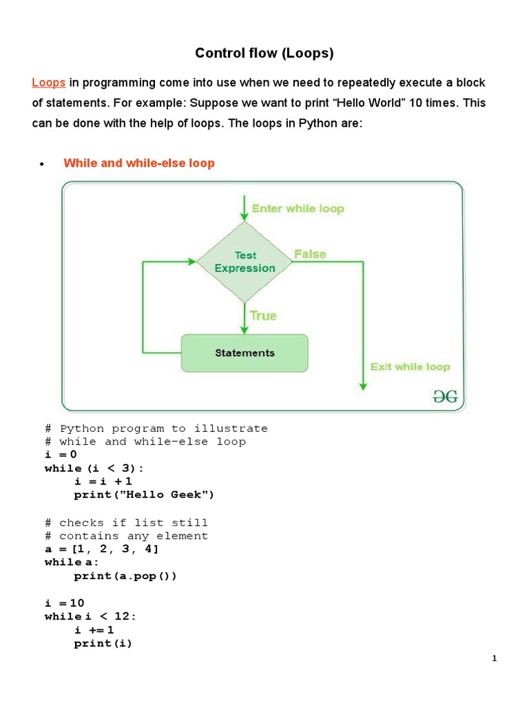 Control Flow Loops While And While Else Loop Pdf Control Flow Parameter Computer 