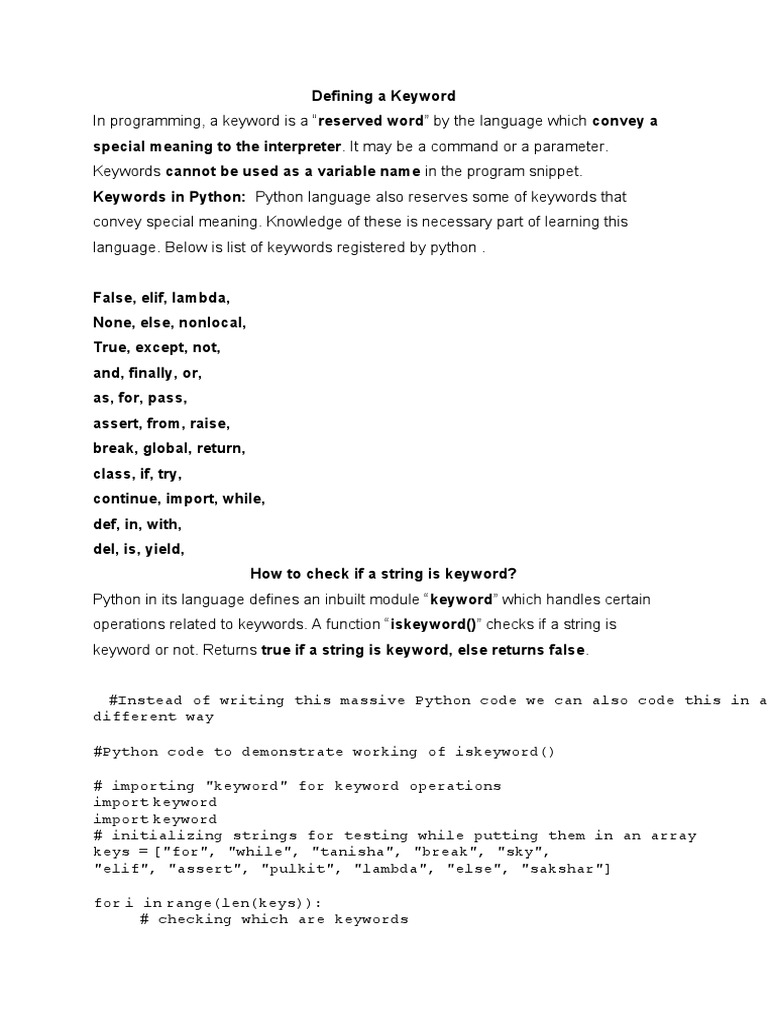Defining A Keyword | PDF | Reserved Word | Anonymous Function