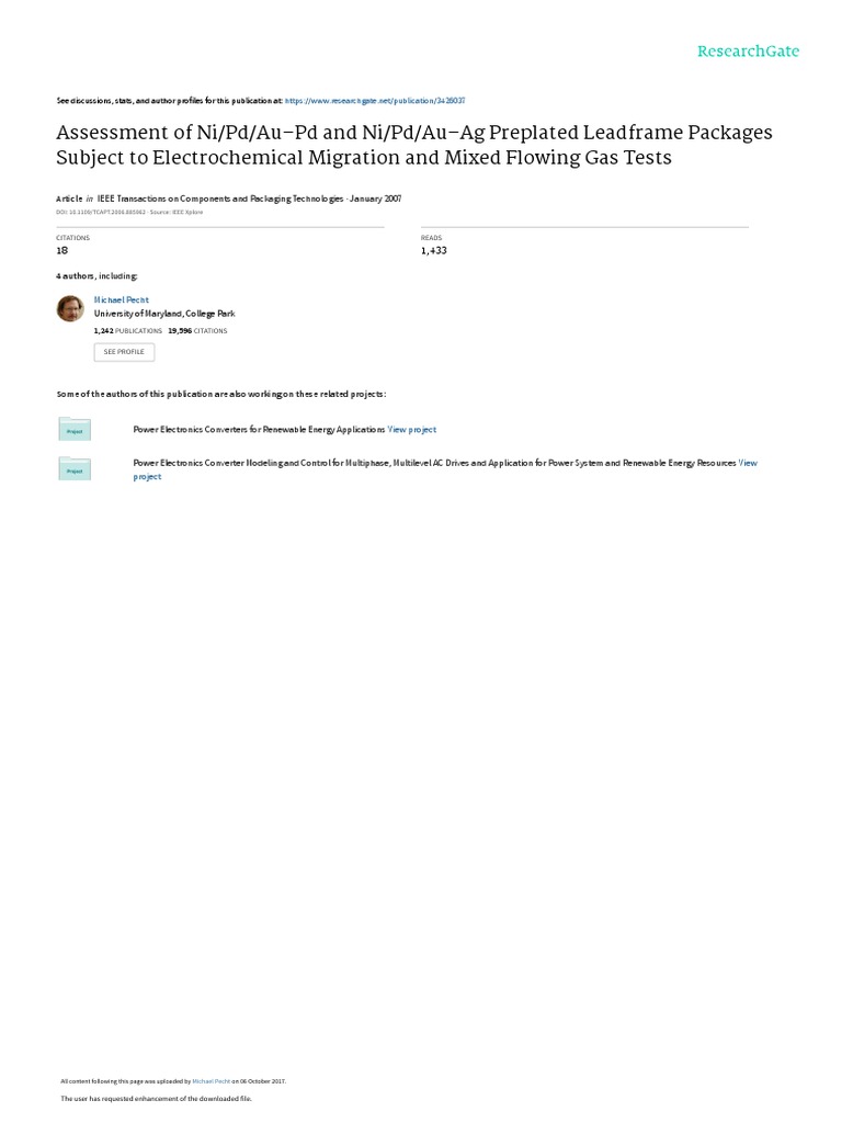 Assessment of NiPdAu-Pd and NiPdAu-Ag Preplated Le PDF | PDF ...