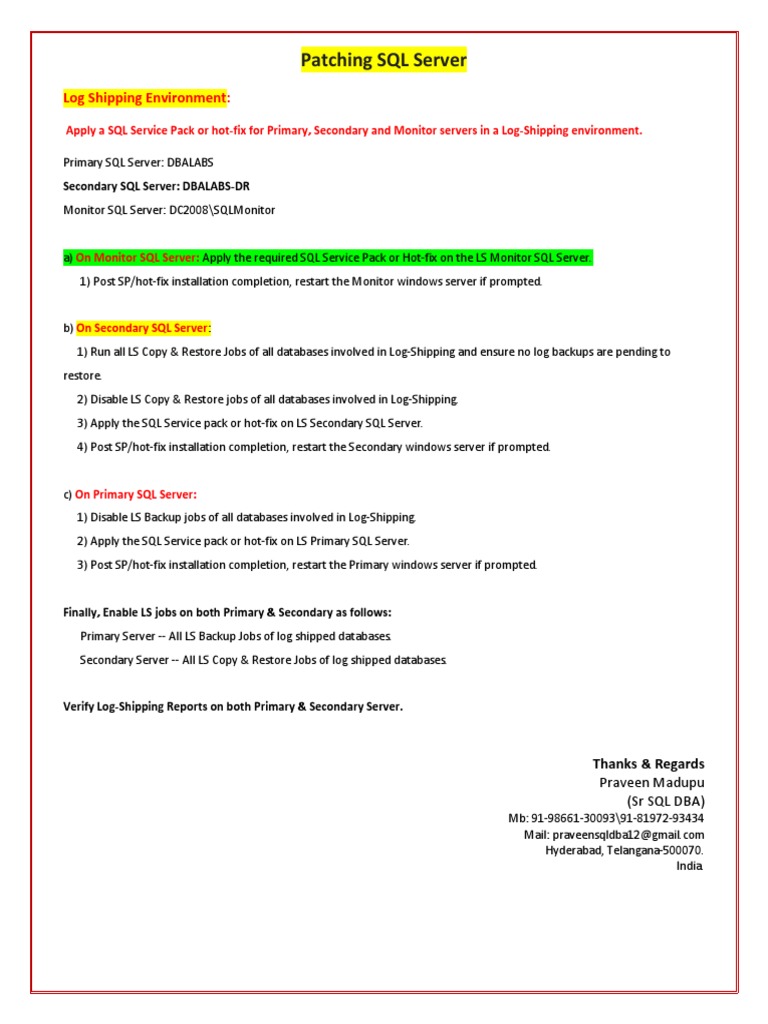 Patching SQL Server Scenarios | PDF | Microsoft Sql Server | Replication (Computing)