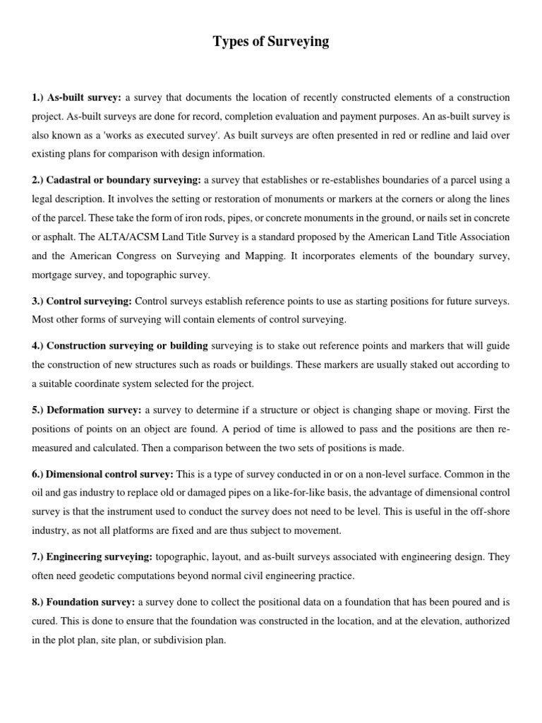 Types of Surveying | PDF | Surveying | Topography