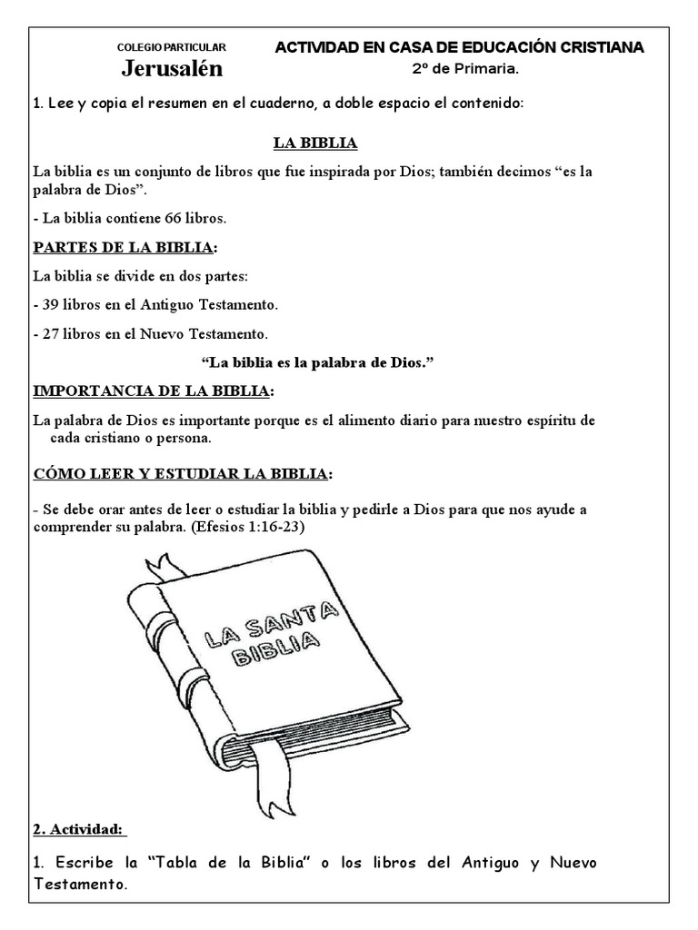 Actividades de la Biblia para 2º Primaria | PDF