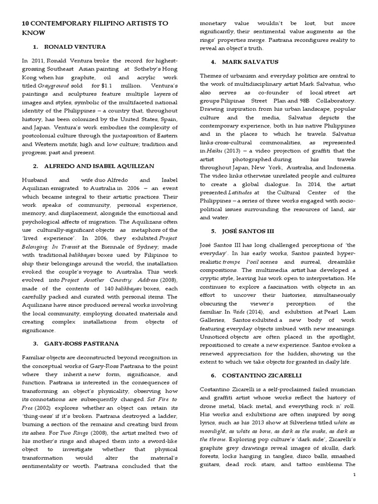 10 Contemporary Filipino Artists To Know | PDF | Philippines | Paintings