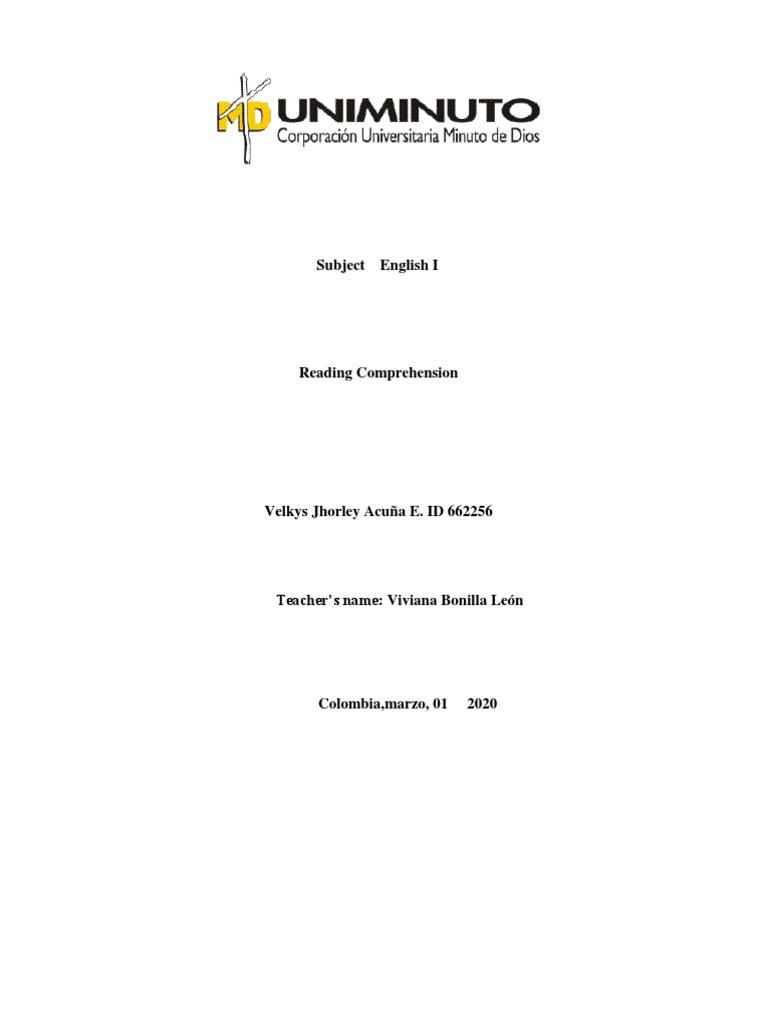 Reading Comprehension Verb To Be. | PDF
