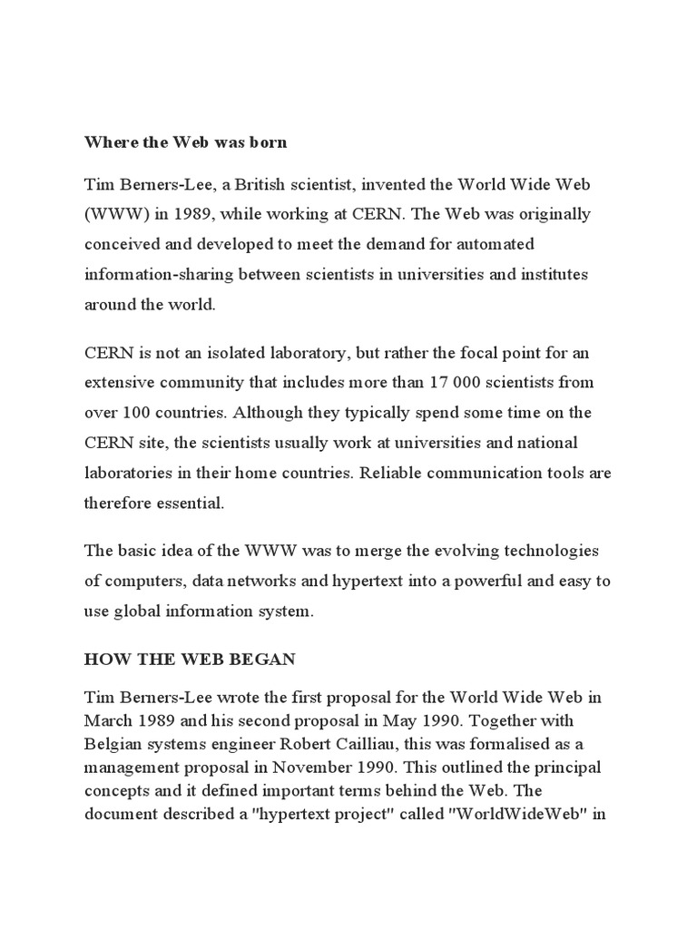 Where The Web Was Born | PDF