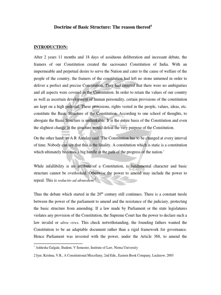 Doctrine of Basic Structure | PDF | Supreme Court Of India | Government ...
