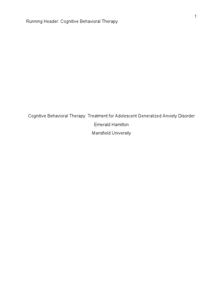 CBT and Gad 1 | PDF | Cognitive Behavioral Therapy | Generalized ...