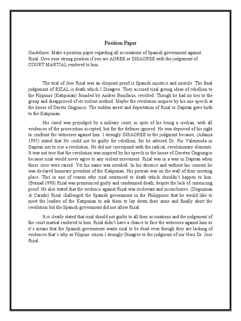 Position Paper | PDF | Justice | Crime & Violence