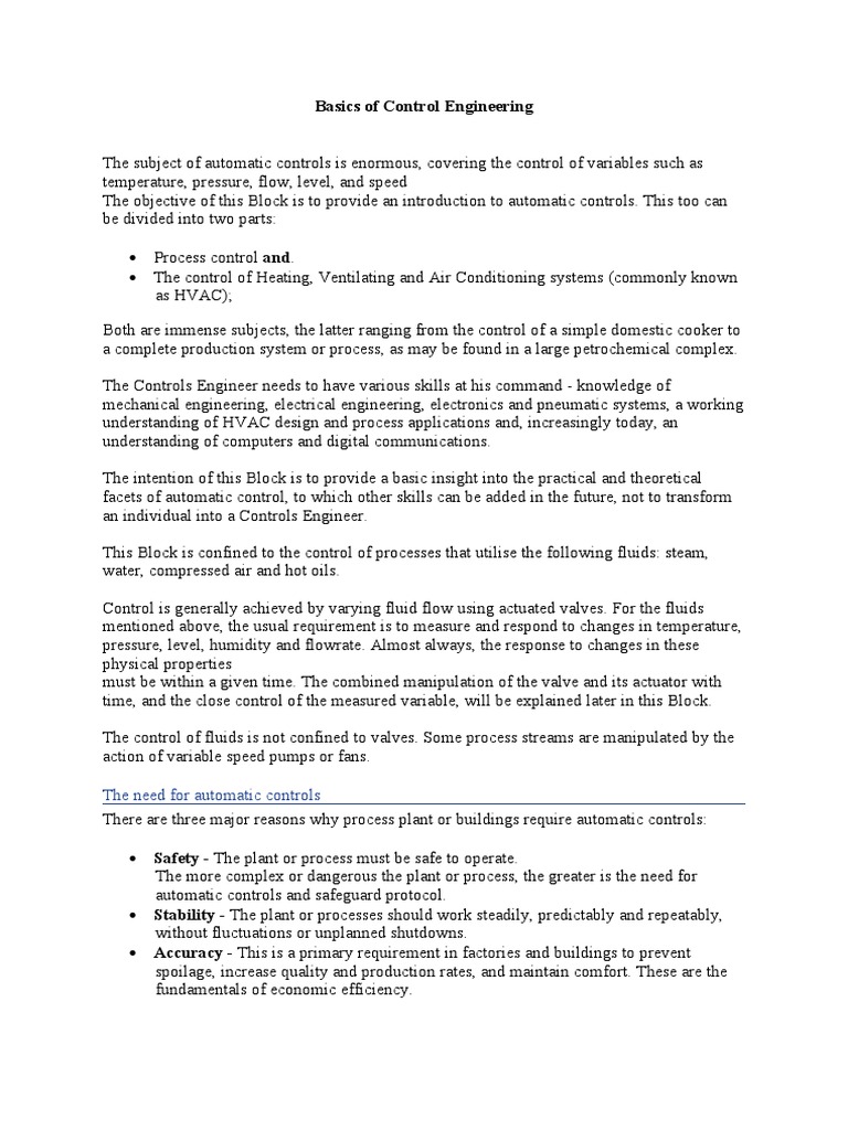 Basics of Control Engineering | PDF | Control Engineering | Automation