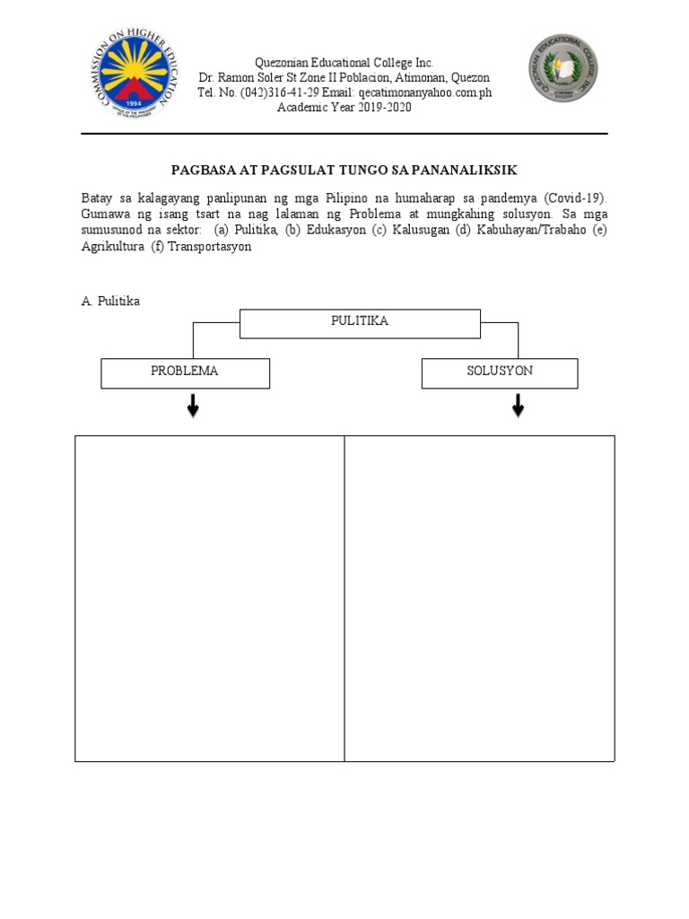 Pagbasa at Pagsulat Tungo Sa Pananaliksik Format | PDF