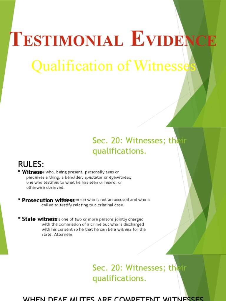 Understanding Testimonial Evidence | PDF | Witness | Testimony