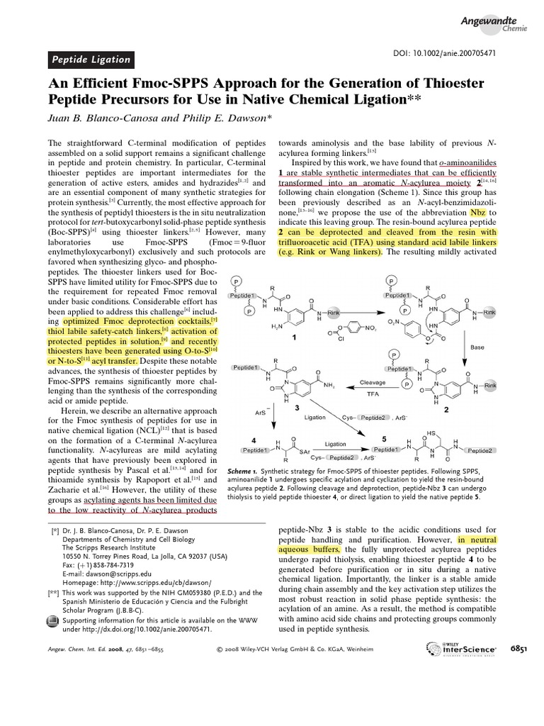 2008.ACIE - Dawson - Fmoc-SPPS Approach Toward Pep Copy (1696) | PDF ...