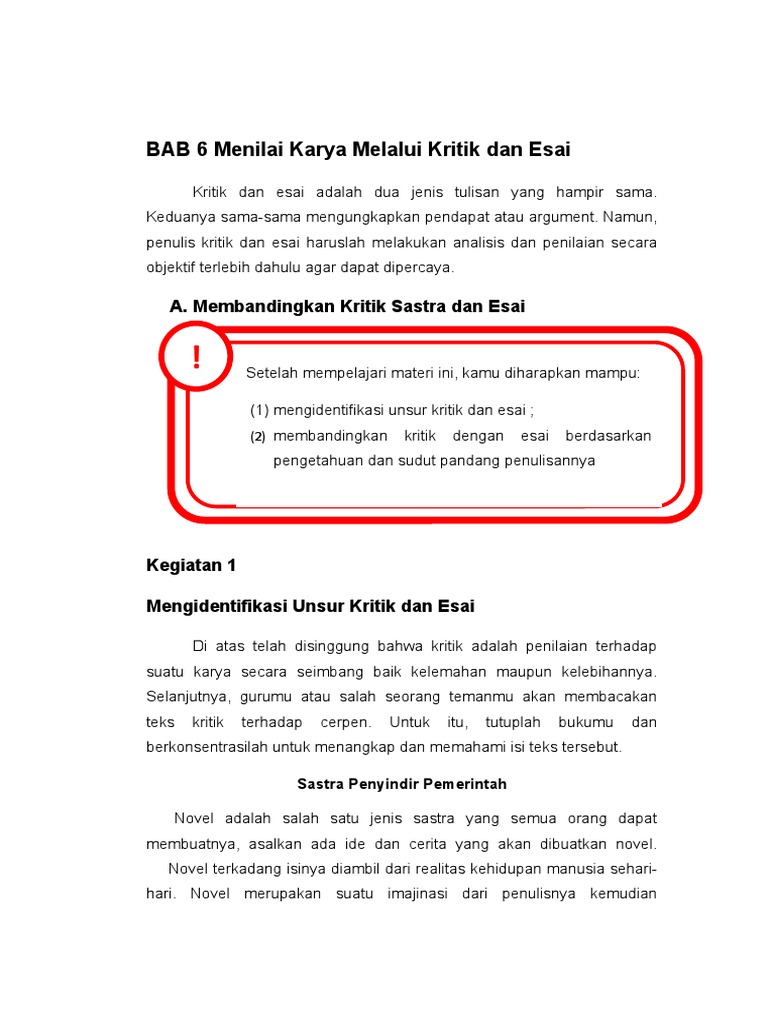 BAB 6 Menilai Karya Melalui Kritik Dan Esai | PDF