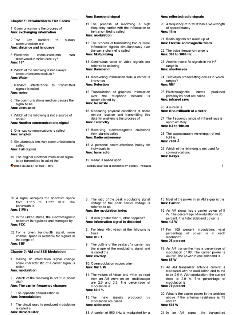 Communication Electronic 2 Edition - Frenzel ©2008 Created by Kai Raimi - BHC | PDF | Frequency ...