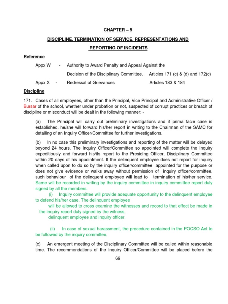 Procedures for Disciplinary Action, Termination of Employment, Appeals ...