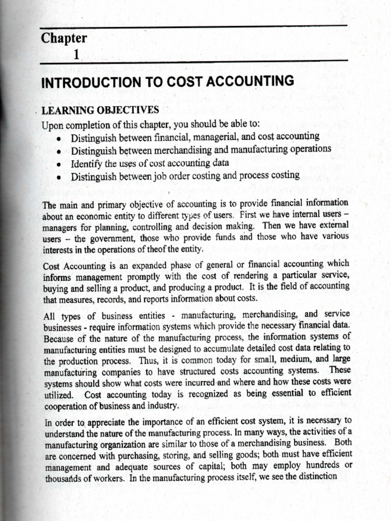 Cost Accounting Chapter 1 | PDF