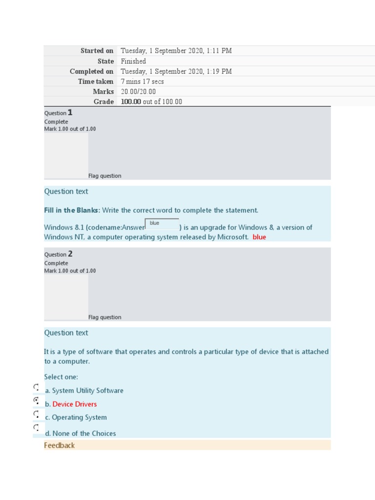 20-20 Computing Fundamentals Quiz 4 | PDF | Operating System | Software