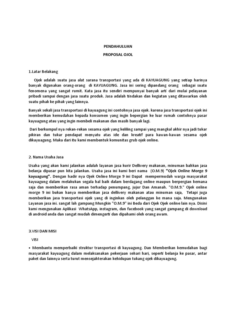 Pendahuluan Proposal Ojol | PDF