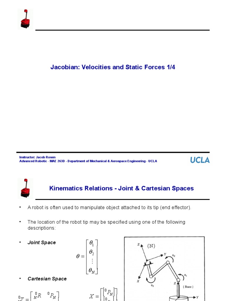 Jacobian: Velocities and Static Forces 1/4 | PDF | Eigenvalues And ...