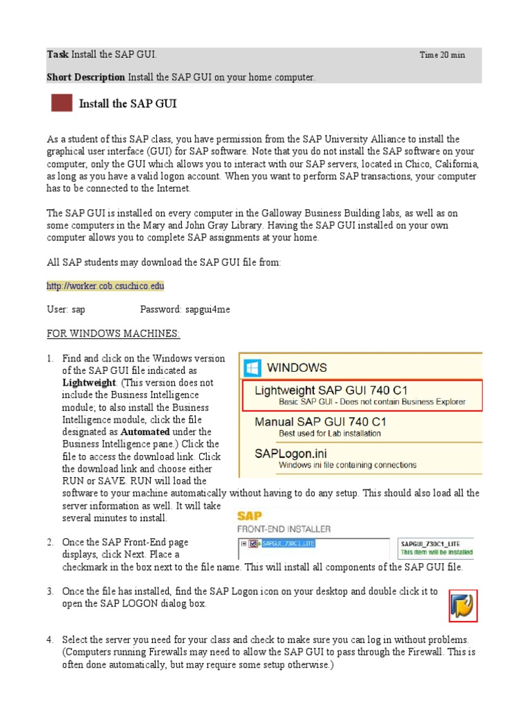 02 How To Install The Sap Gui | PDF | Graphical User Interfaces | Double Click