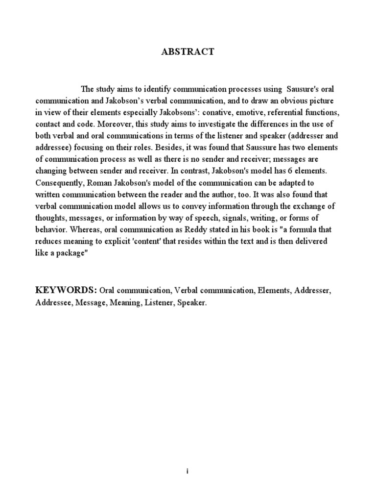 Comparing Models of Communication: An Analysis of Saussure's Oral Communication Model and ...