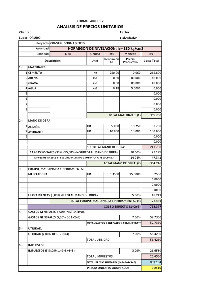 Formato APU para Construcción | PDF | Economias | Business