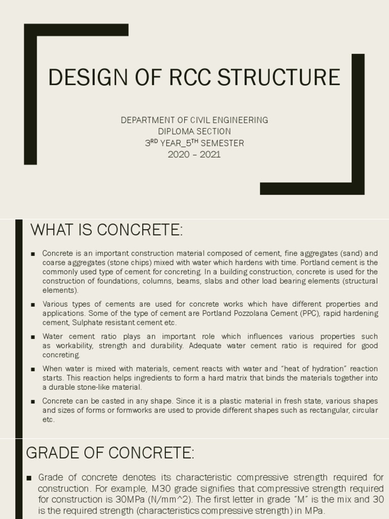 RCC Structure Design and Materials Guide | PDF | Strength Of Materials ...