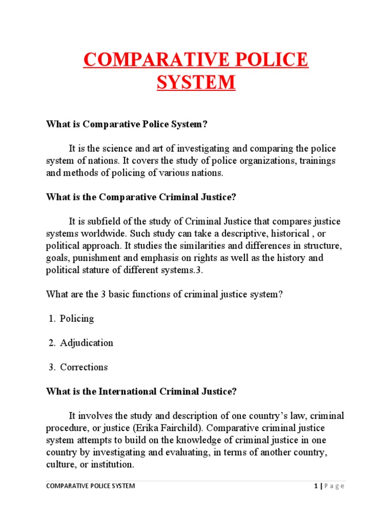 What Is Comparative Police System? | PDF | Human Trafficking ...