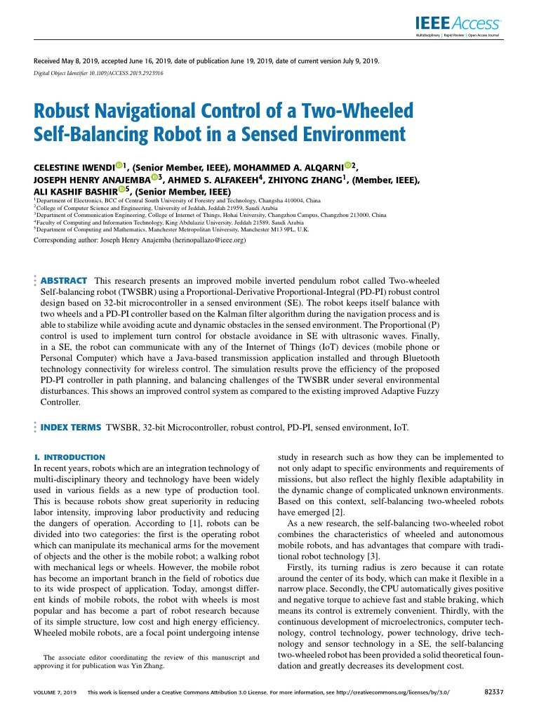 Robust Navigational Control of a Two-Wheeled Self-Balancing Robot Using PD-PI Controller | PDF ...