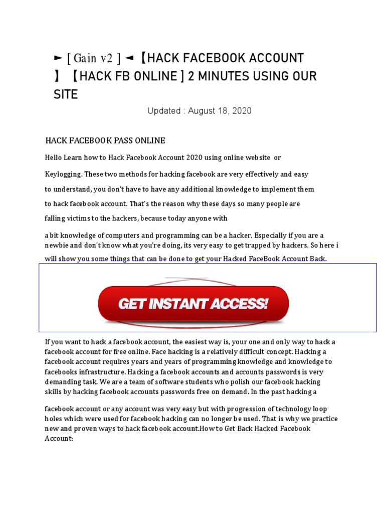 Hack Fb Online) 2 Minutes Using Our Site: (Gain V2) 【Hack Facebook ...