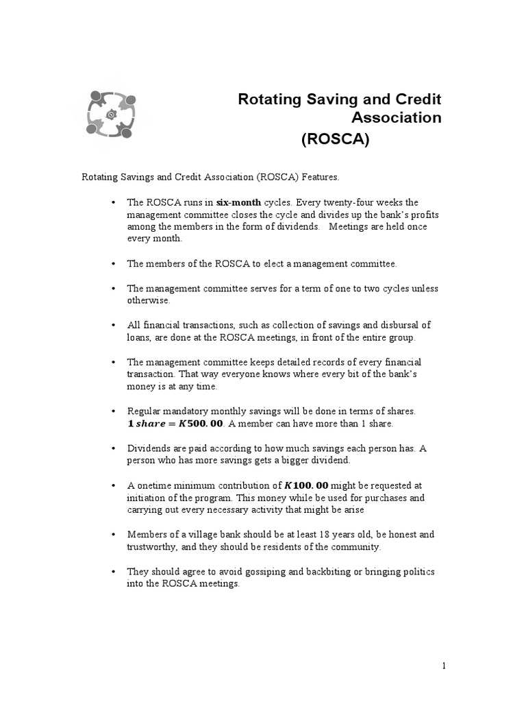 ROSCA: Structure and Loan Guidelines | PDF | Loans | Debt