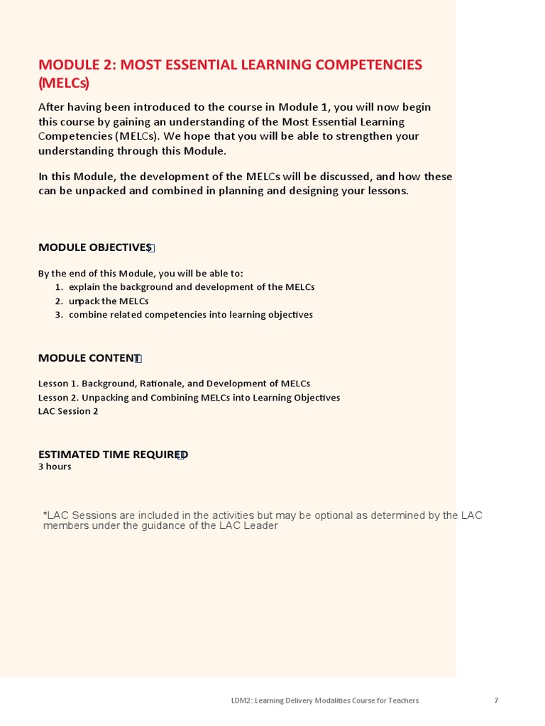 LDM2 Module 2 - Most Essential Learning Competencies | PDF | Curriculum | Applied Psychology