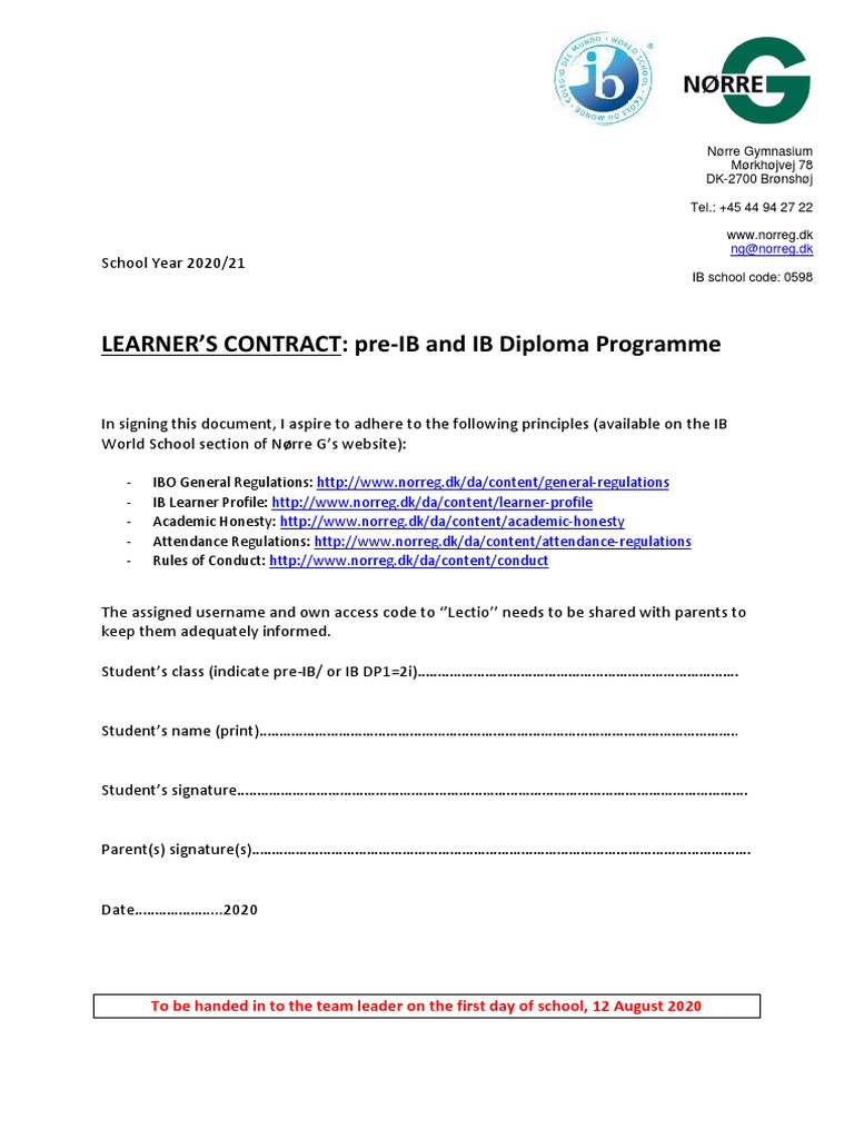 Learner's Contract 2020-21 PDF | PDF