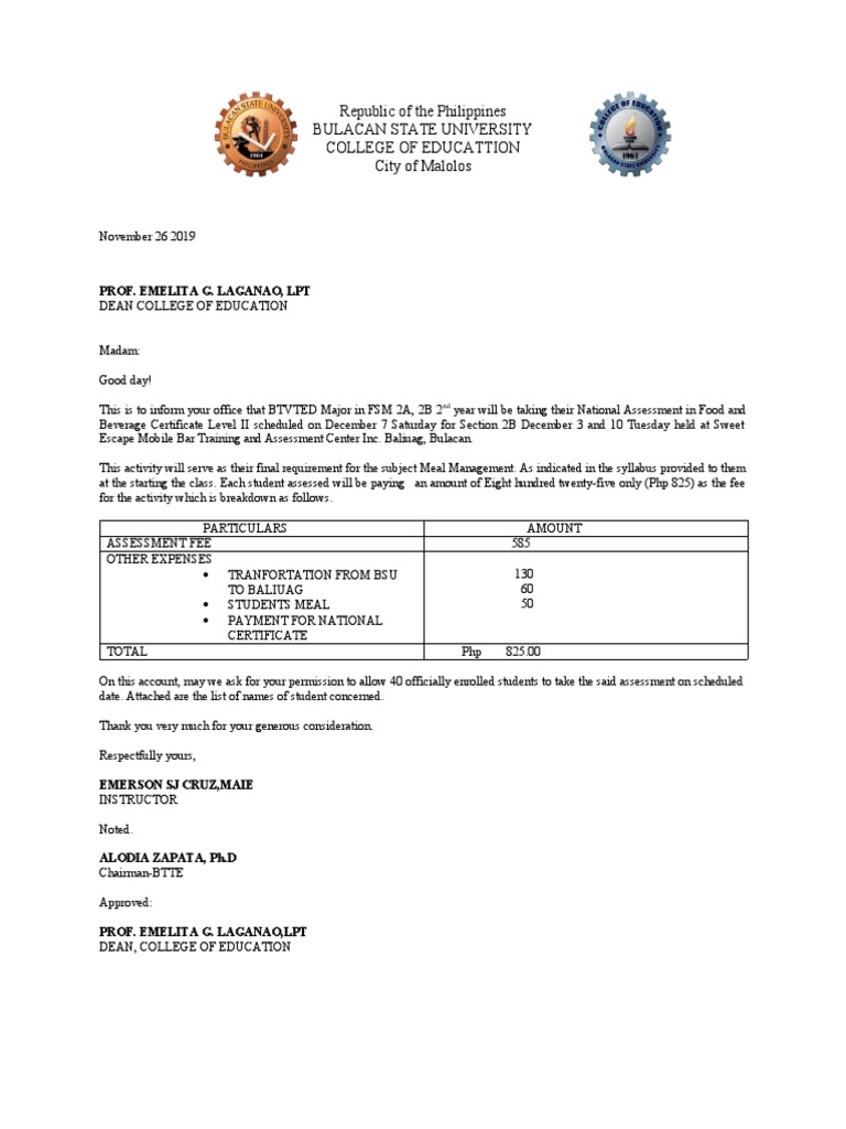 Letter of Request For Assessment Coed | PDF