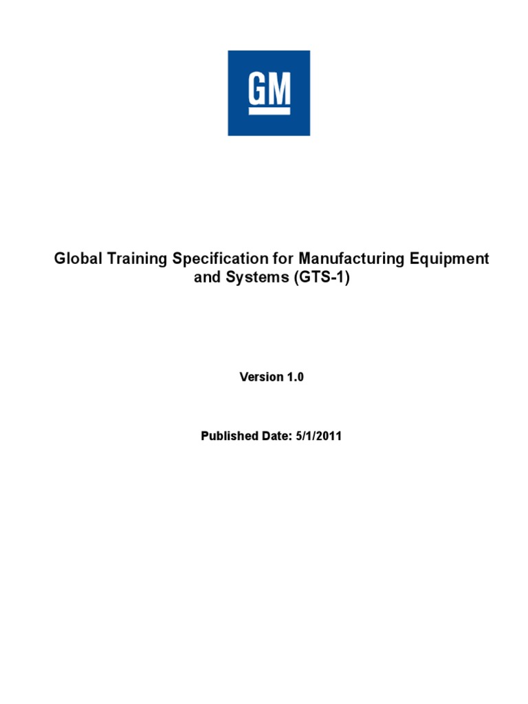 Global Training Specification For Manufacturing Equipment and Systems ...