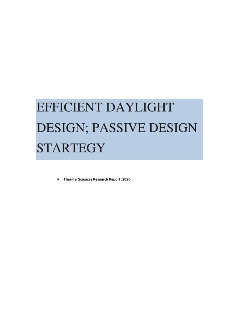Efficinet Daylight Design Study-Passive Design Strategy Paper | PDF ...