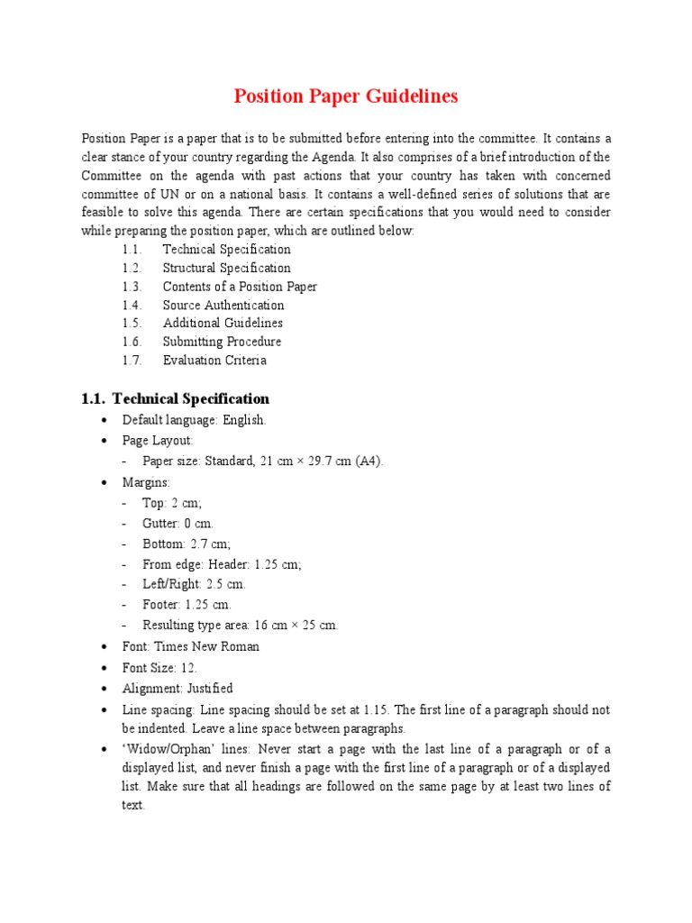 Position Paper Guidelines | PDF | Freedom Of The Press | Social ...