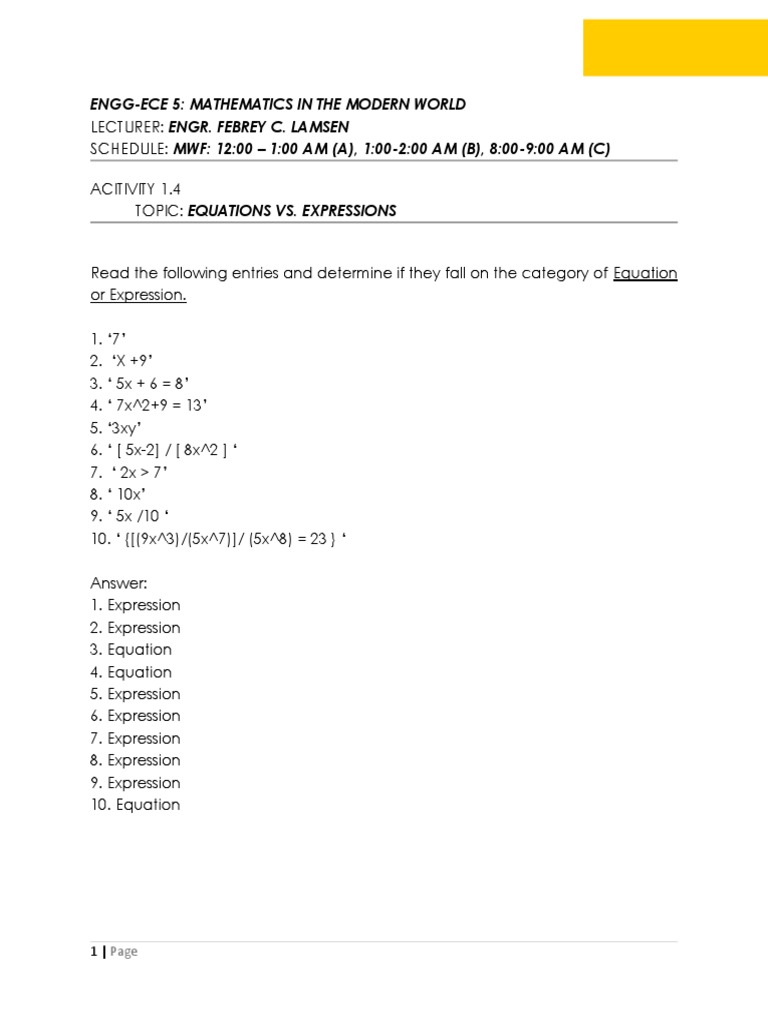 Engg-Ece 5: Mathematics in The Modern World | PDF