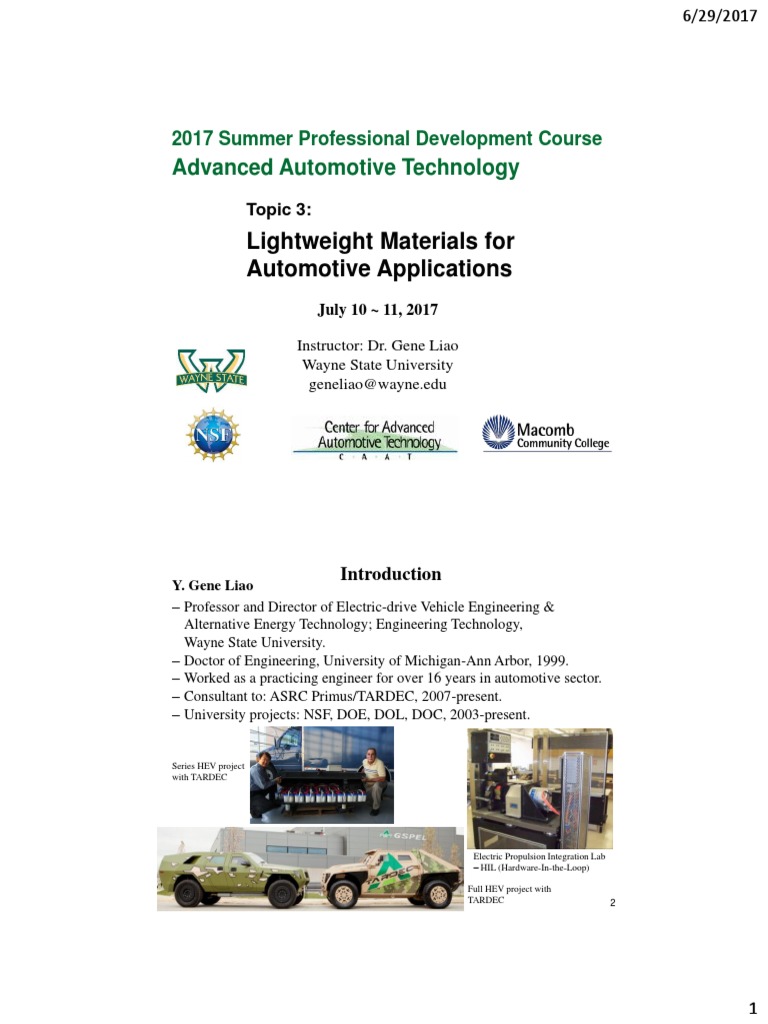 Lightweight Materials For Automotive | PDF | Fuel Economy In ...
