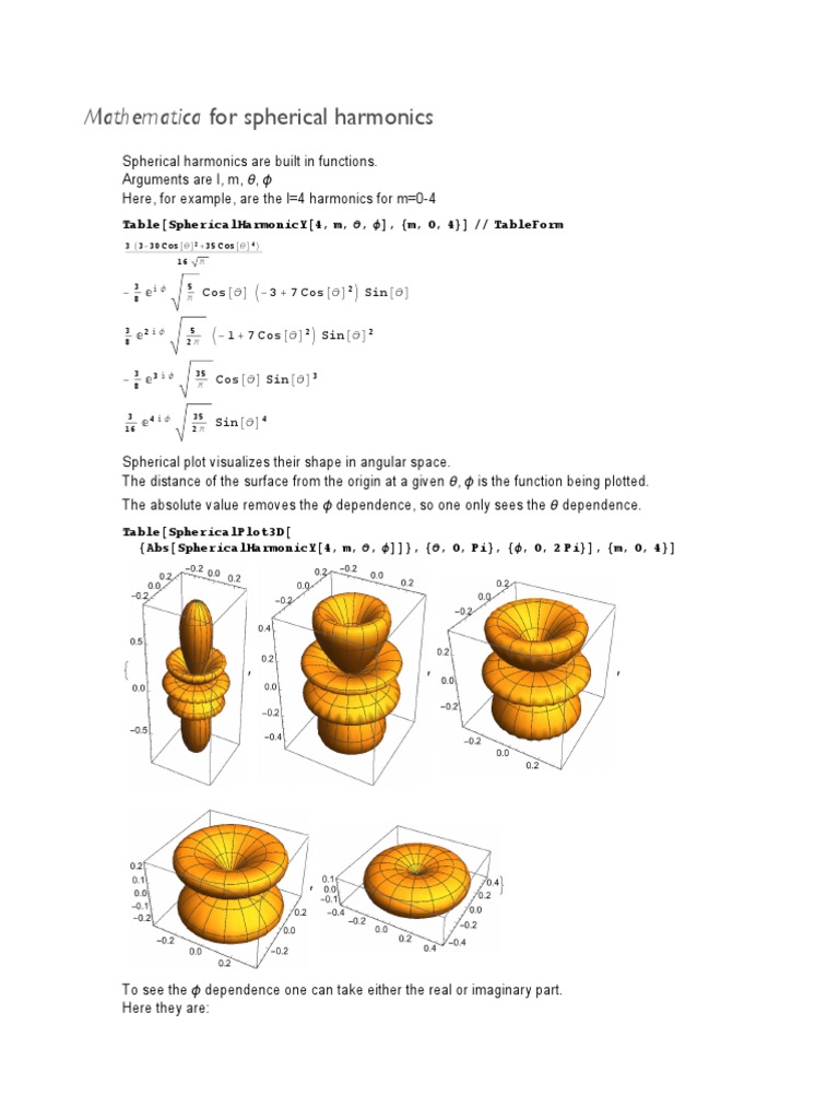 Spherical Harmonics Mathgematica | PDF | Scientific Theories | Special Functions