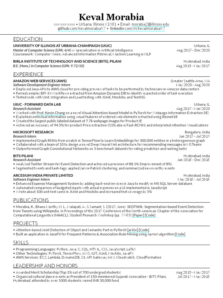 Keval Morabia CV Slash Resume Template | PDF | Artificial Intelligence ...