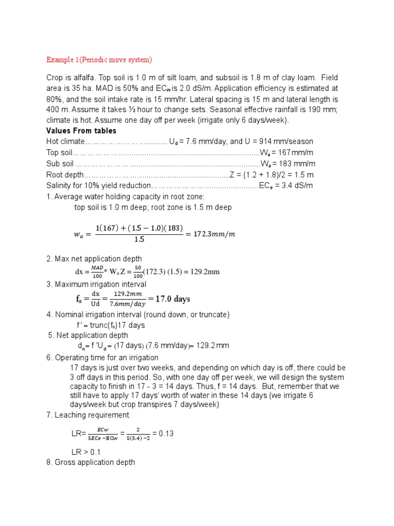 Examples Worksheet | PDF | Soil | Irrigation