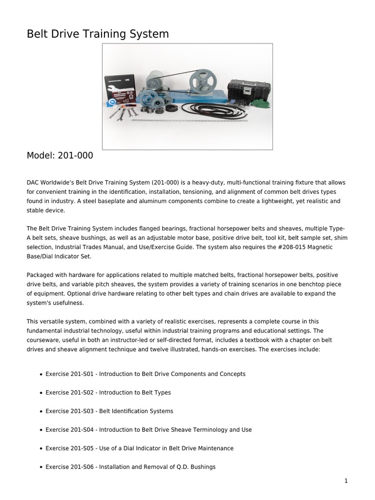 Belt Drive Training System - Hands-On Industrial Belt Drive Training ...