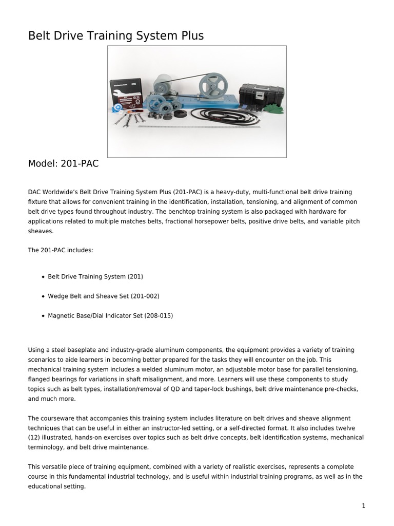 Belt Drive Training System Plus - Industrial Belt Alignment Skills ...