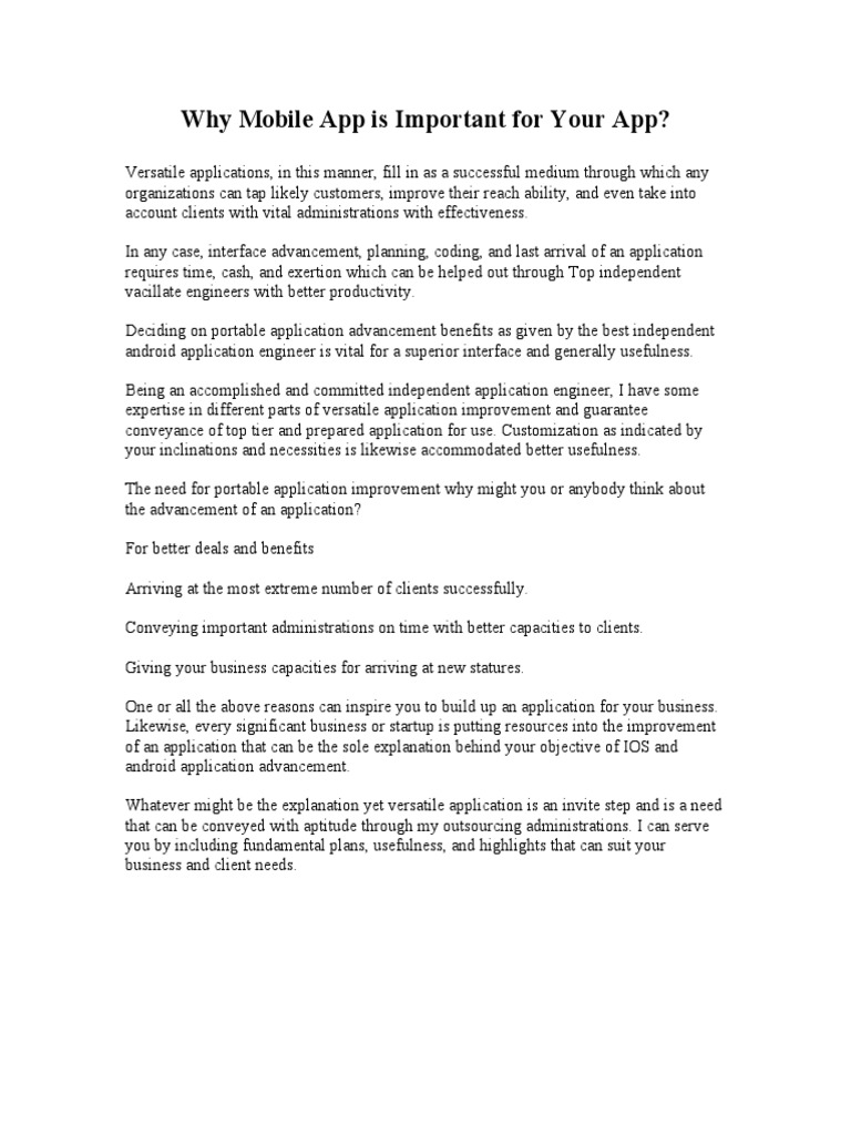 Why Mobile App Is Important For Your App | PDF