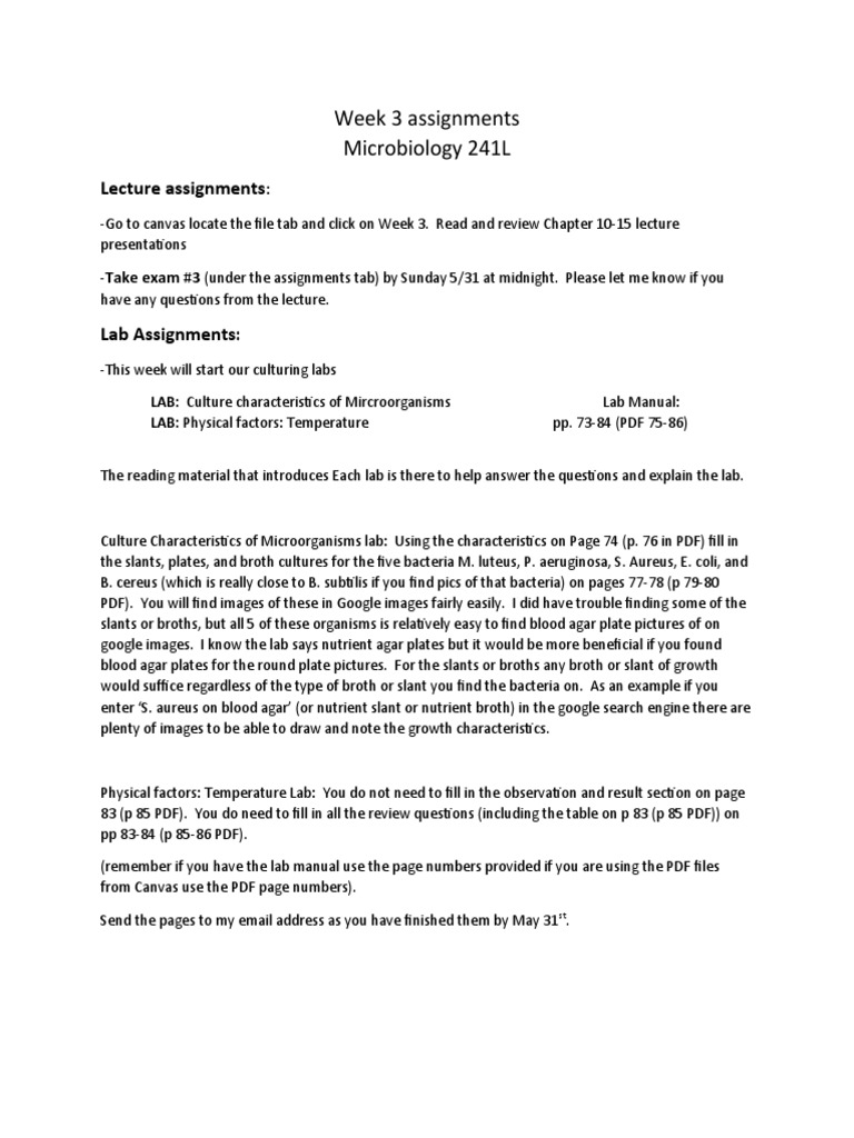 Week 3 Microbiology Assignments | PDF