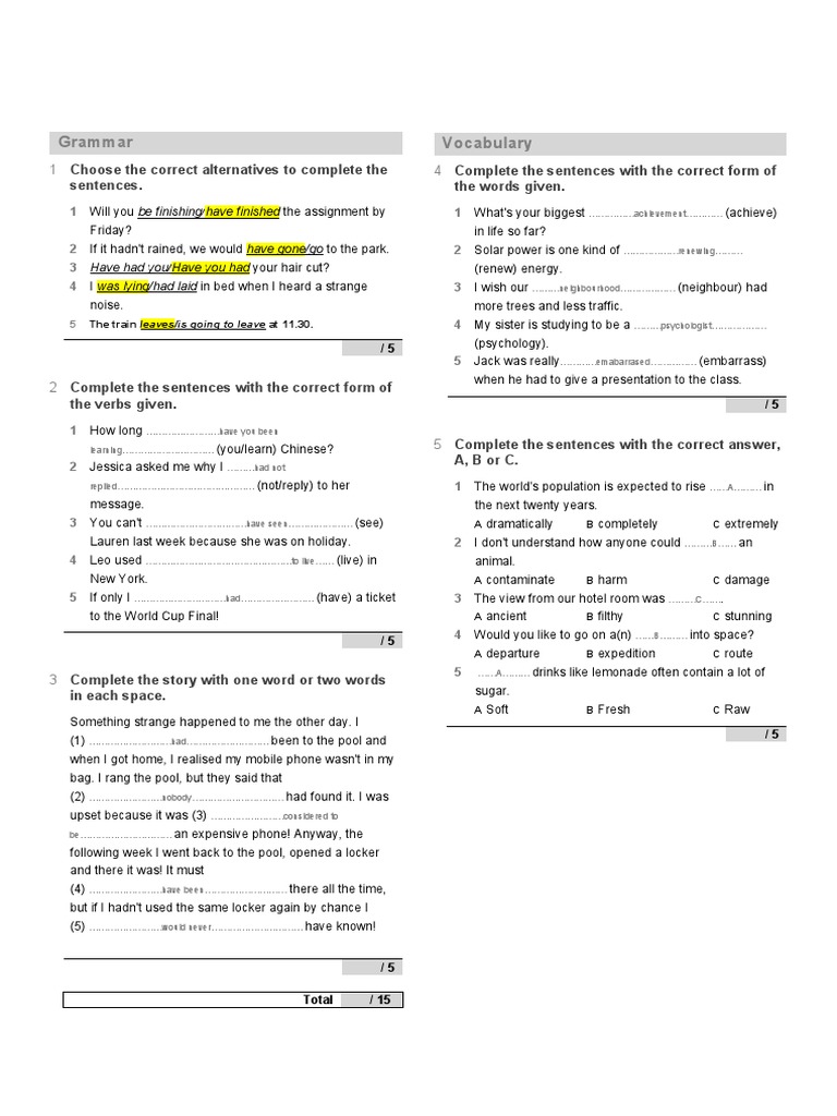 B2 Grammar and Texting Skills Test | PDF | Text Messaging | English ...