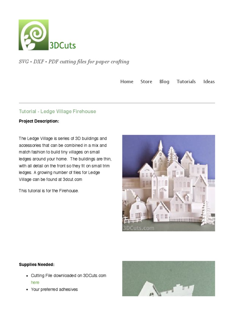 Ledge Village Firehouse Tutorial - 3DCuts | PDF | Adhesive | Art Media