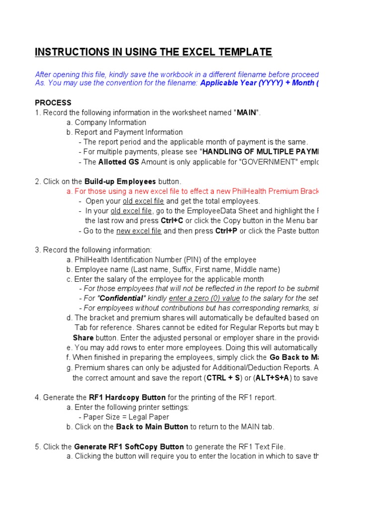2018 RF1 Excel Template | PDF | Microsoft Excel | Software