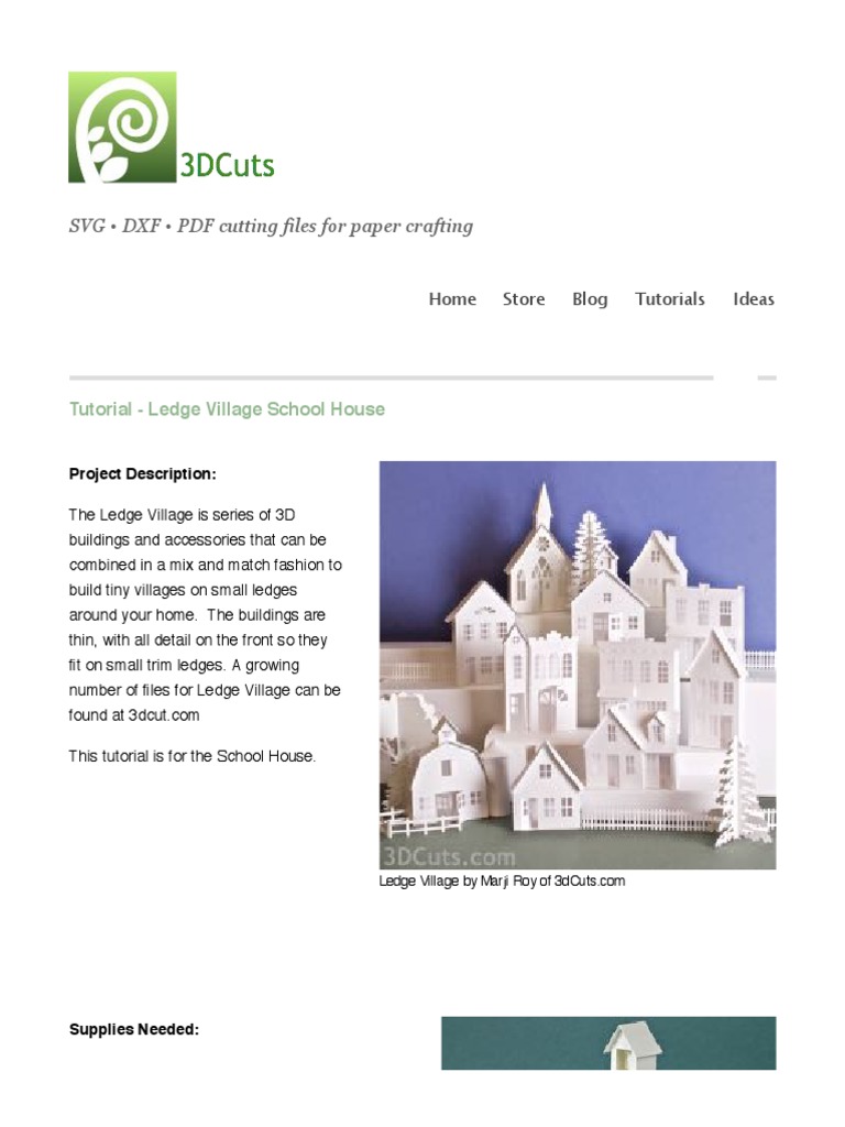 3D School House Paper Craft Tutorial | PDF | Adhesive | Art Media